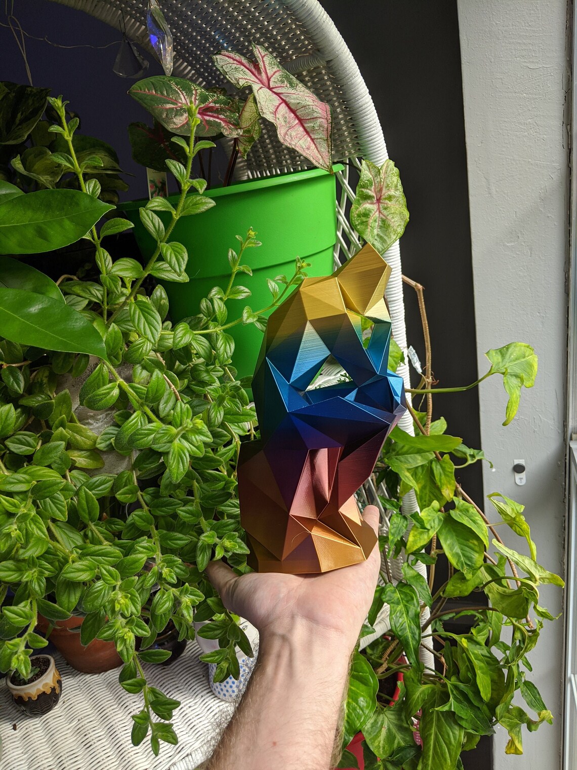 The Thinker Rainbow Statue Low Poly 3D Printed Abstract Modern | Etsy