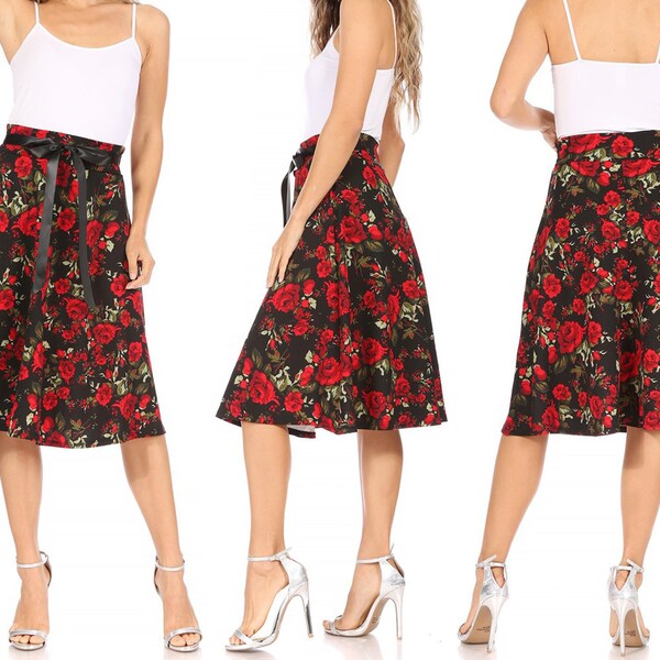Floral a Line Skirt - Etsy