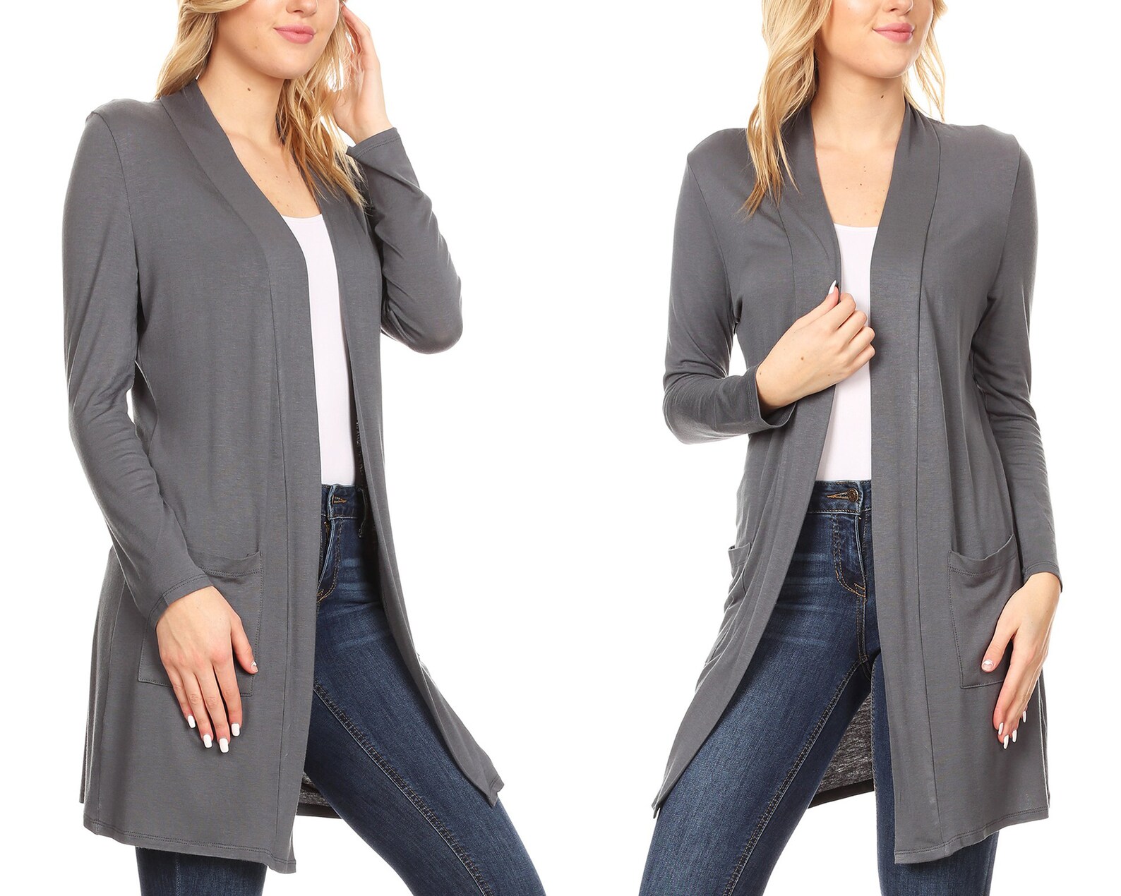 Women's Casual Solid Loose Fit Side Pockets Open Cardigan - Etsy