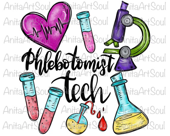 Phlebotomist Tech Sublimation PNG Design Hand Drawn Digital | Etsy