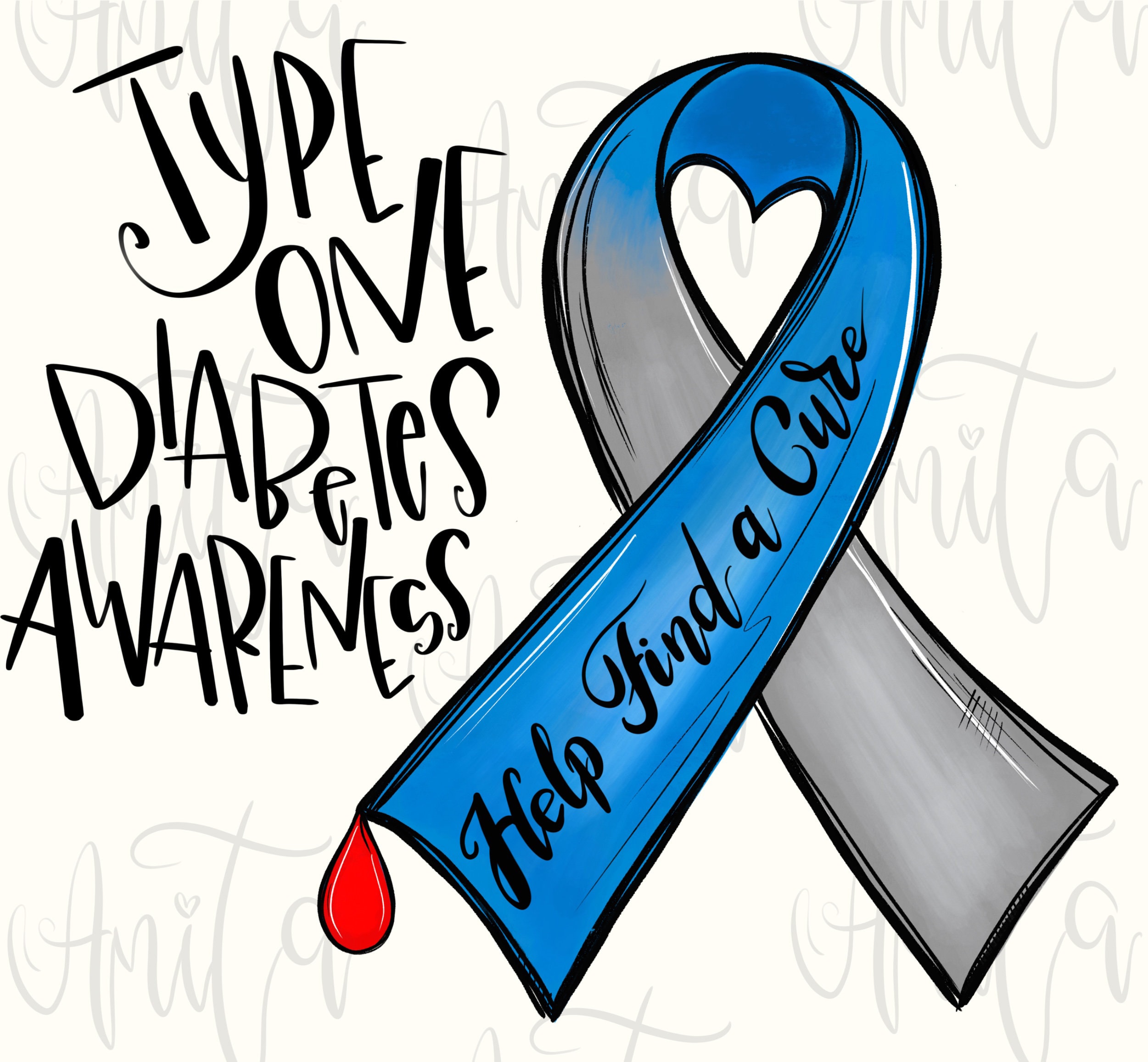 Diabetes Symbol Ribbon