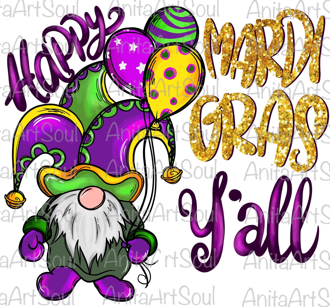 Happy Mardi Gras Yall Sublimation PNG Design Mardi Gras - Etsy