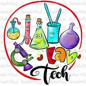 Lab Tech Sublimation PNG Design, Laboratory Technician, Hand Drawn ...