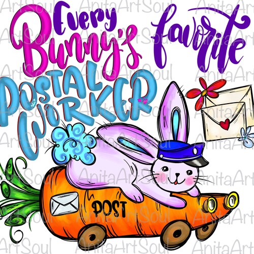 Easter Bunny Postal Worker Svg Cut File Post Office Dxf Png - Etsy