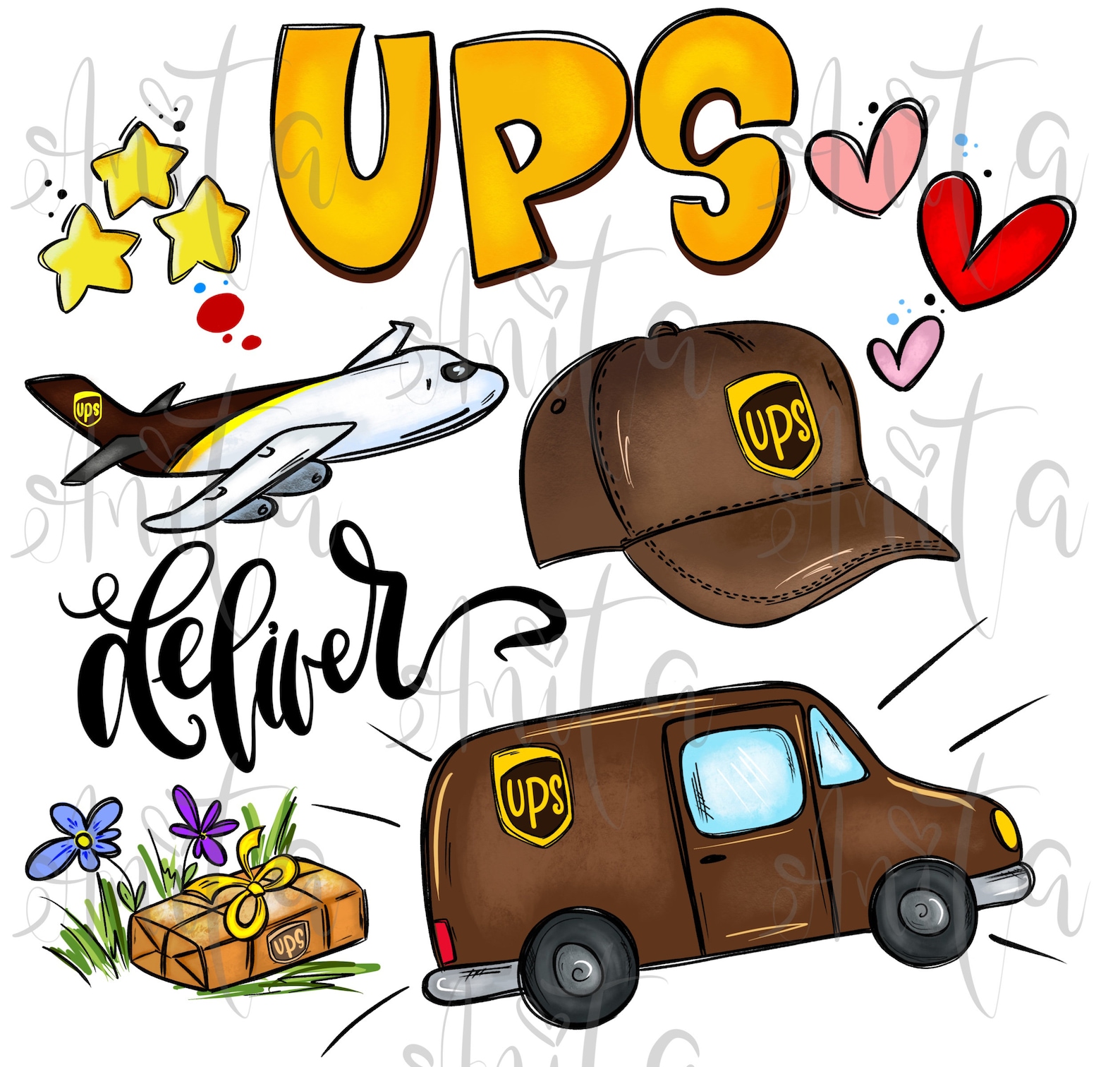 Ups United Parcel Service Sublimation Design Ups Postal Etsy