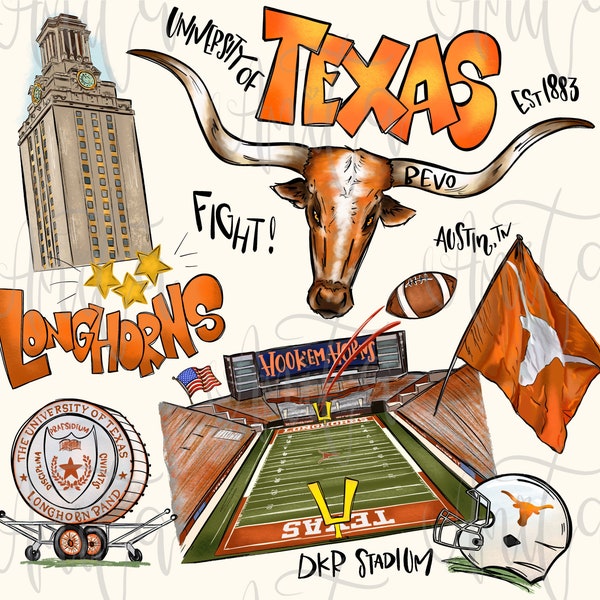 Texas Longhorns Logo - Etsy