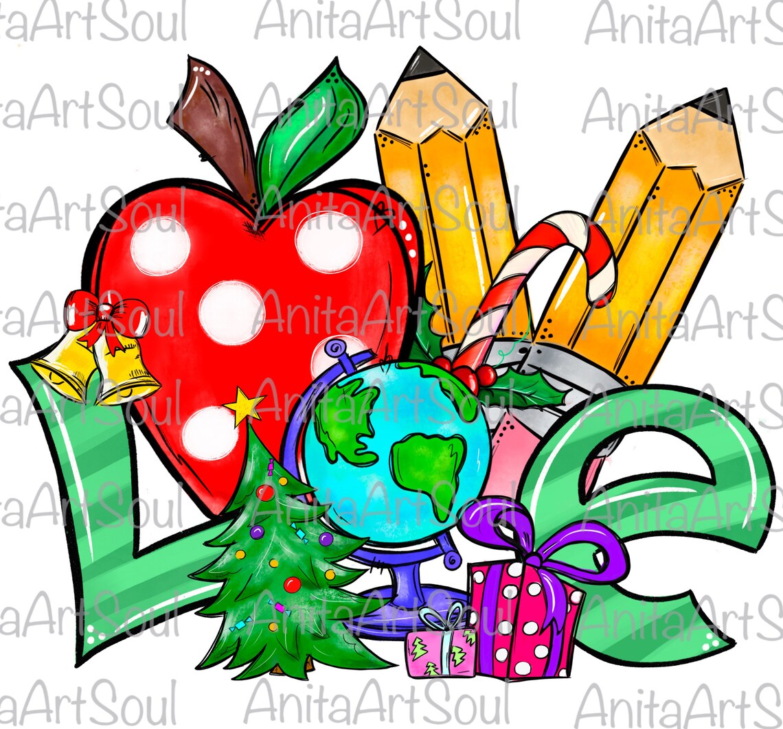 Christmas Teacher Sublimation PNG Design Hand Drawn Digital - Etsy