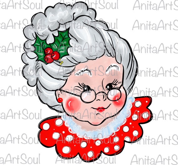Christmas Sublimation Design Mrs Claus Santa Hand Drawn - Etsy