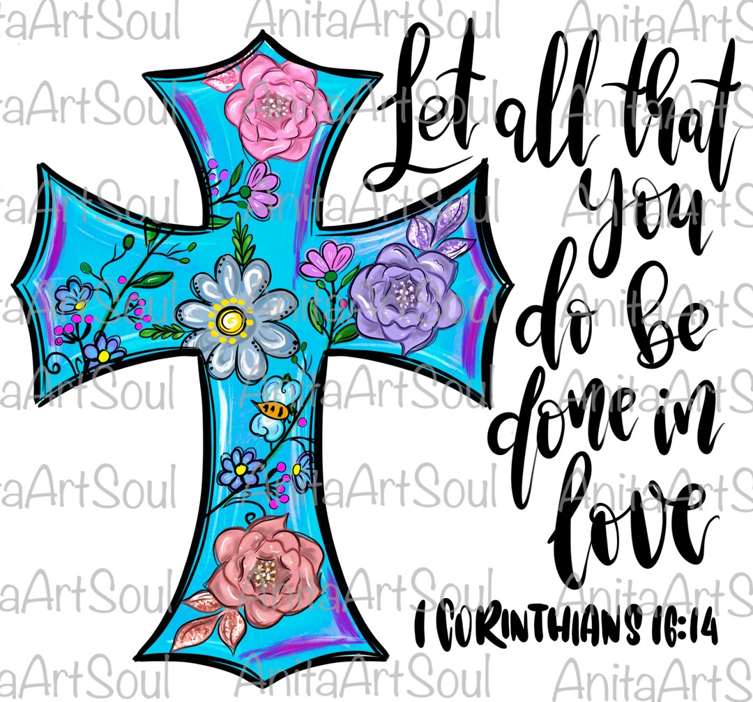 Floral Cross Sublimation PNG Design Digital Download Hand - Etsy