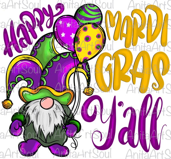 Happy Mardi Gras Yall Sublimation PNG Design Mardi Gras - Etsy
