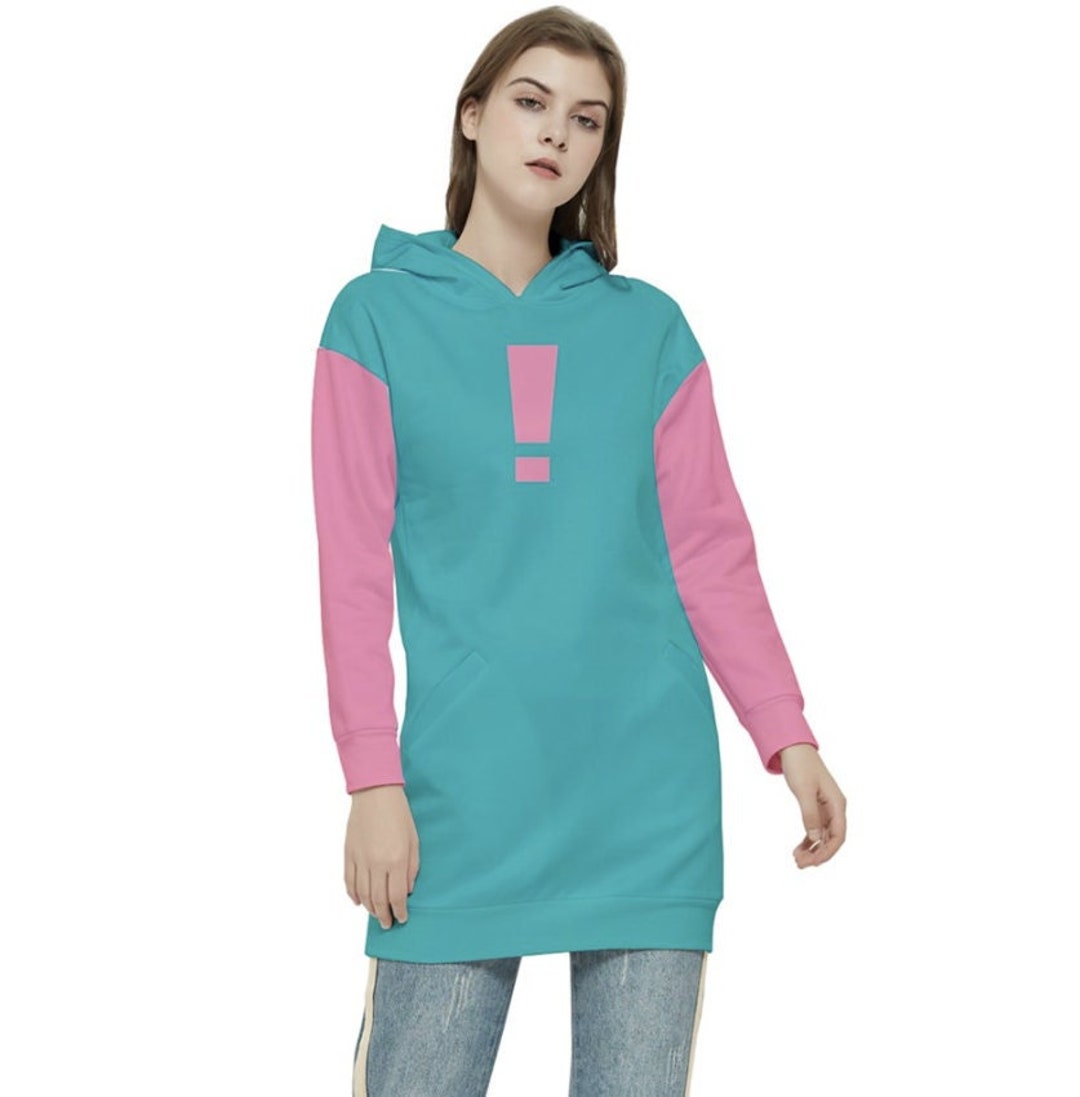 Pink and Green Exclamation Mark Cosplay Long Pullover Hoodie - Etsy