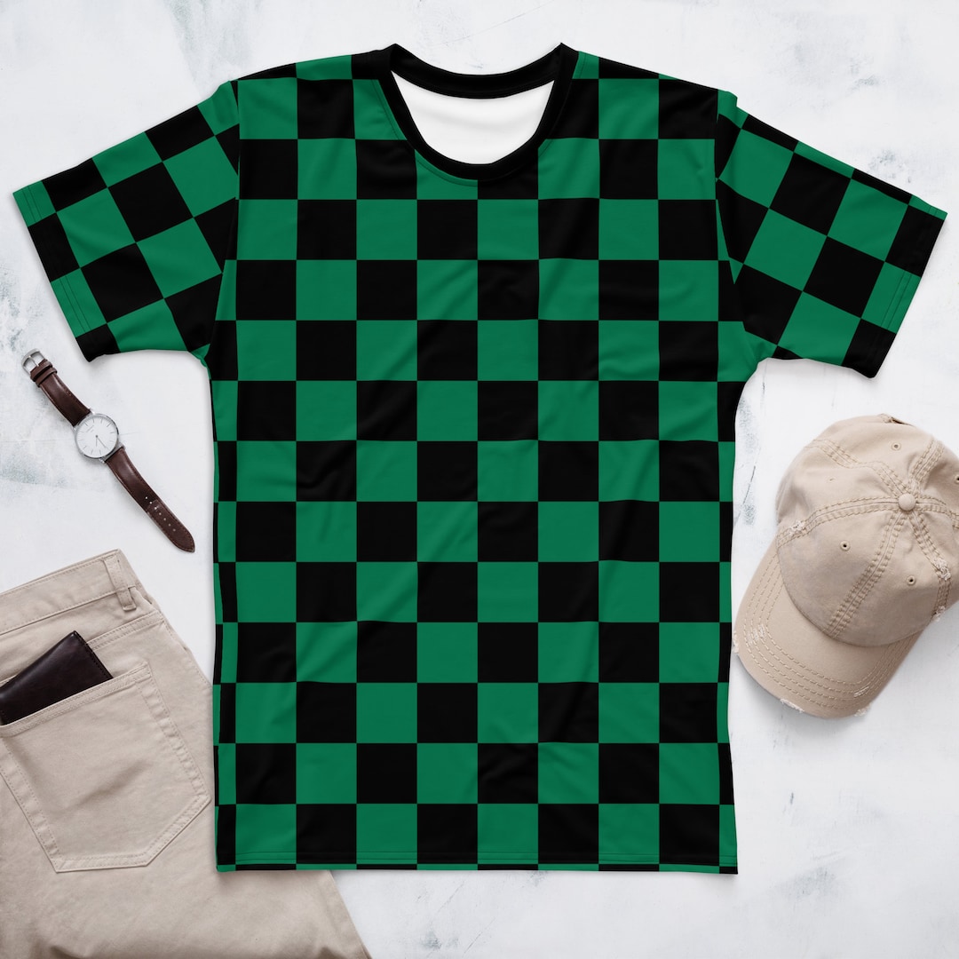 Green and Black Checkerboard Pattern Cosplay All-over Print T-shirt ...