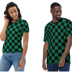 Green and Black Checkerboard Pattern Cosplay All-over Print T-shirt ...