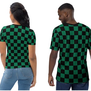 Green and Black Checkerboard Pattern Cosplay All-over Print T-shirt ...
