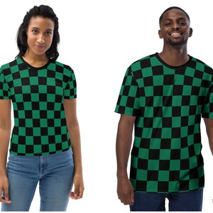 Green and Black Checkerboard Pattern Cosplay All-over Print T-shirt ...