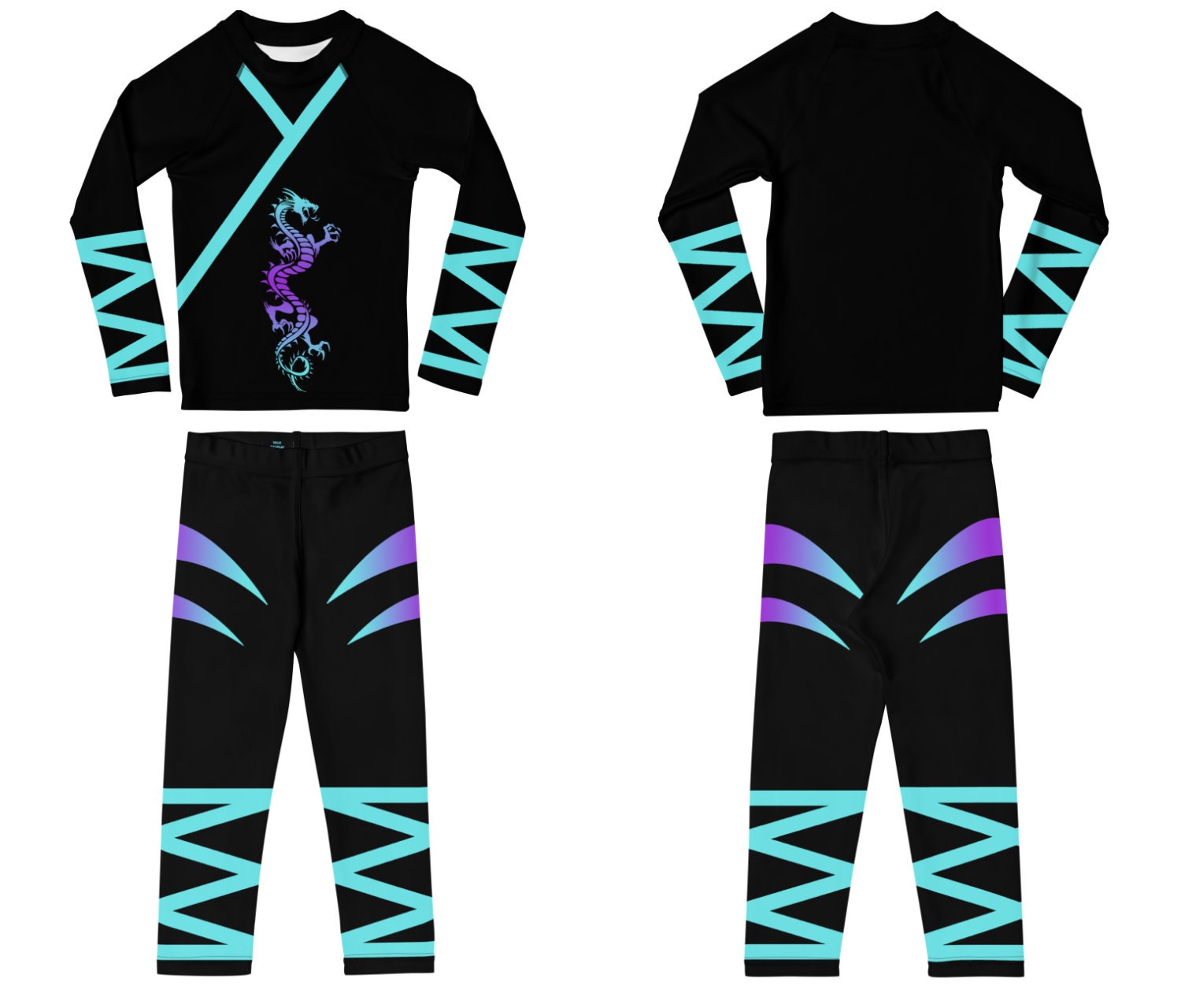 Ninja Assassin Purple and Teal Cosplay SET Shirt Leggings - Etsy