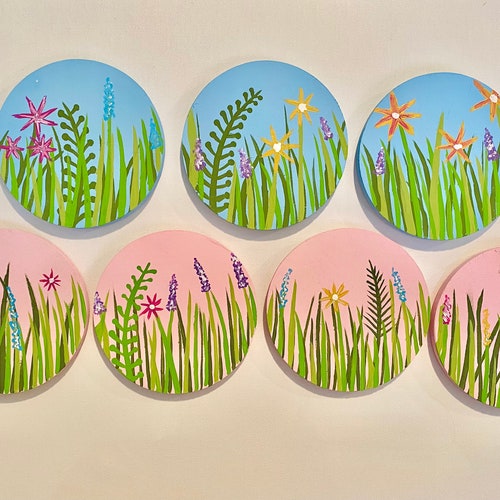 Hand-painted Wood Coasters Nature-themed - Etsy