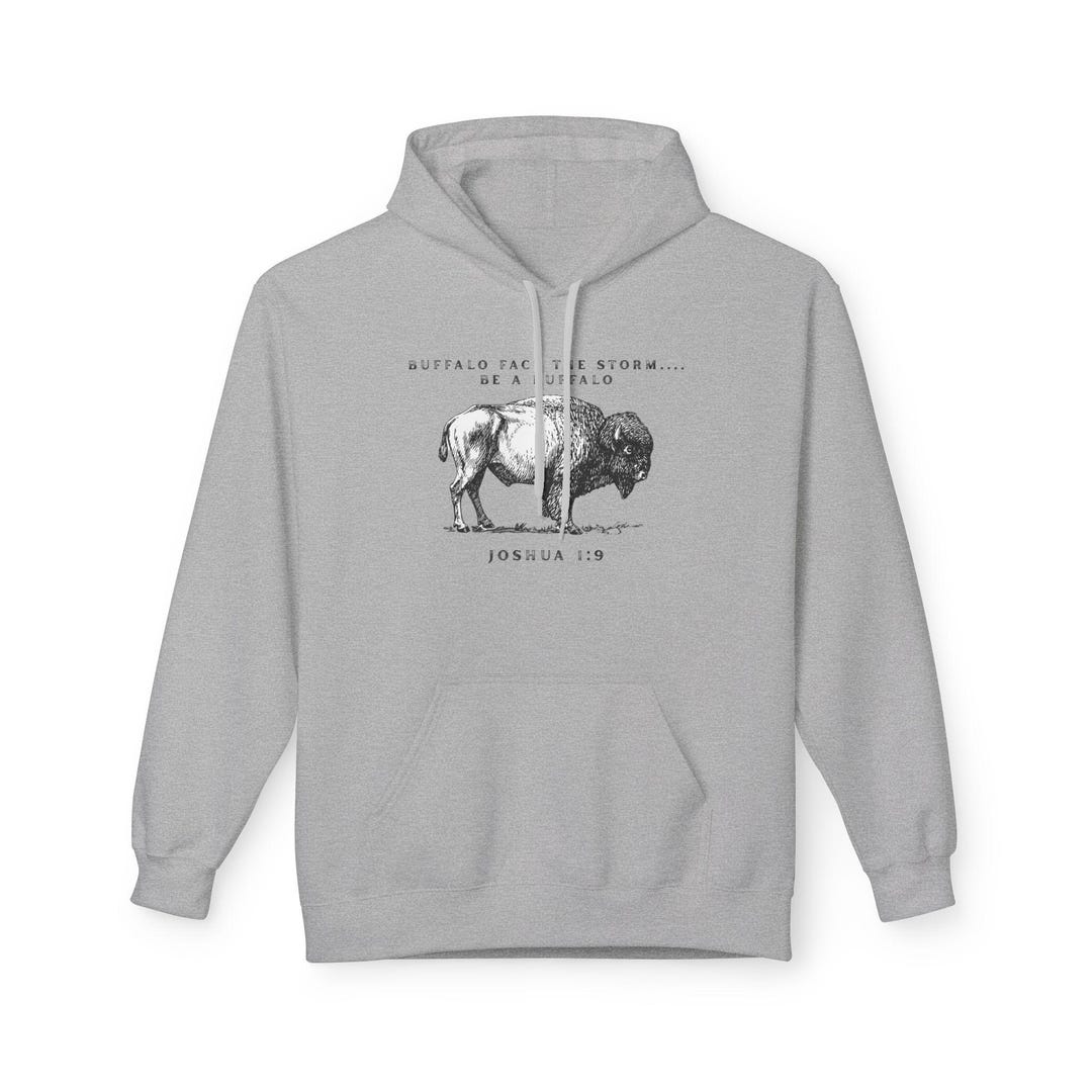 Be a Buffalo Face the Storm | Joshua 1:9 Bible Verse Hoodie | Vintage ...