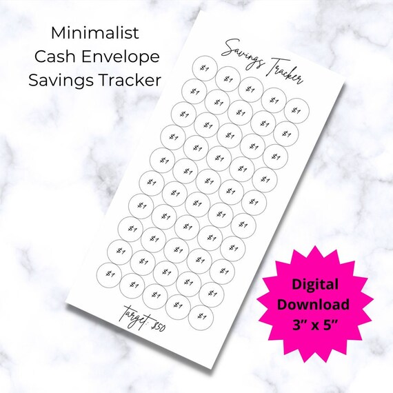 Minimalist Savings Tracker A6 Savings Trackers for Cash - Etsy