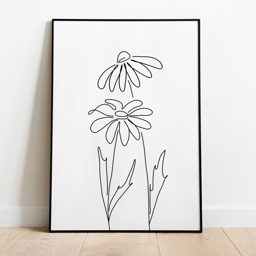 Daisy Flower One Line Drawing Art Floral Artwork Botanical - Etsy