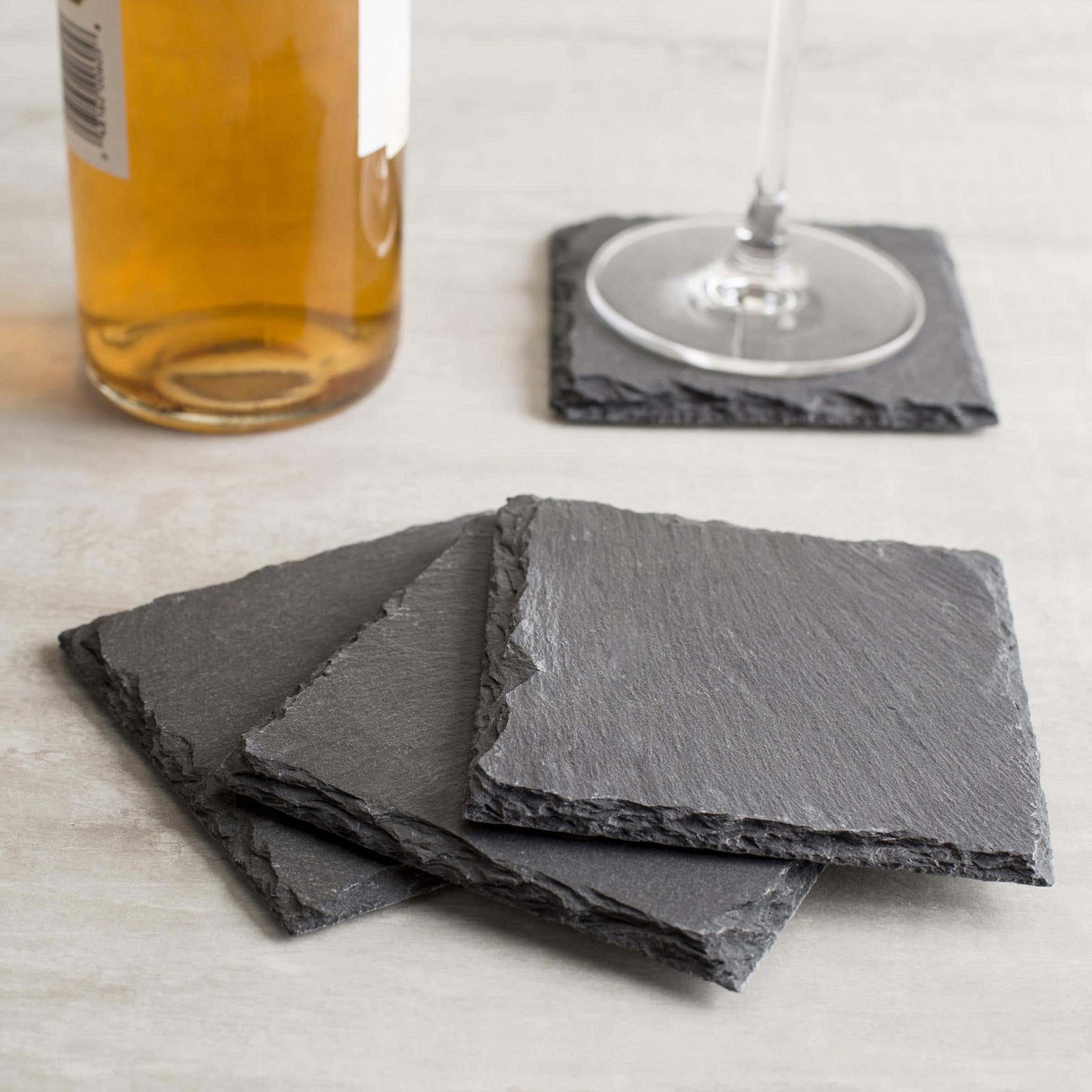 Set of 4 Slate Stone Square Coasters - Handmade - Coffee Coasters - Tea ...