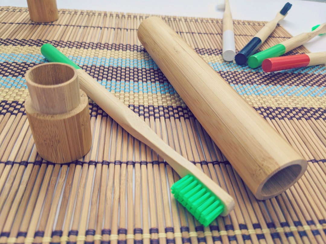 Bamboo Toothbrush & Case Holder - Travel Portable Wooden Toothbrush ...