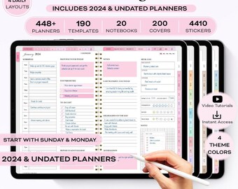 2024 Digital Planner, Pink Digital Dated Planner/ Journal, Good Notes ...