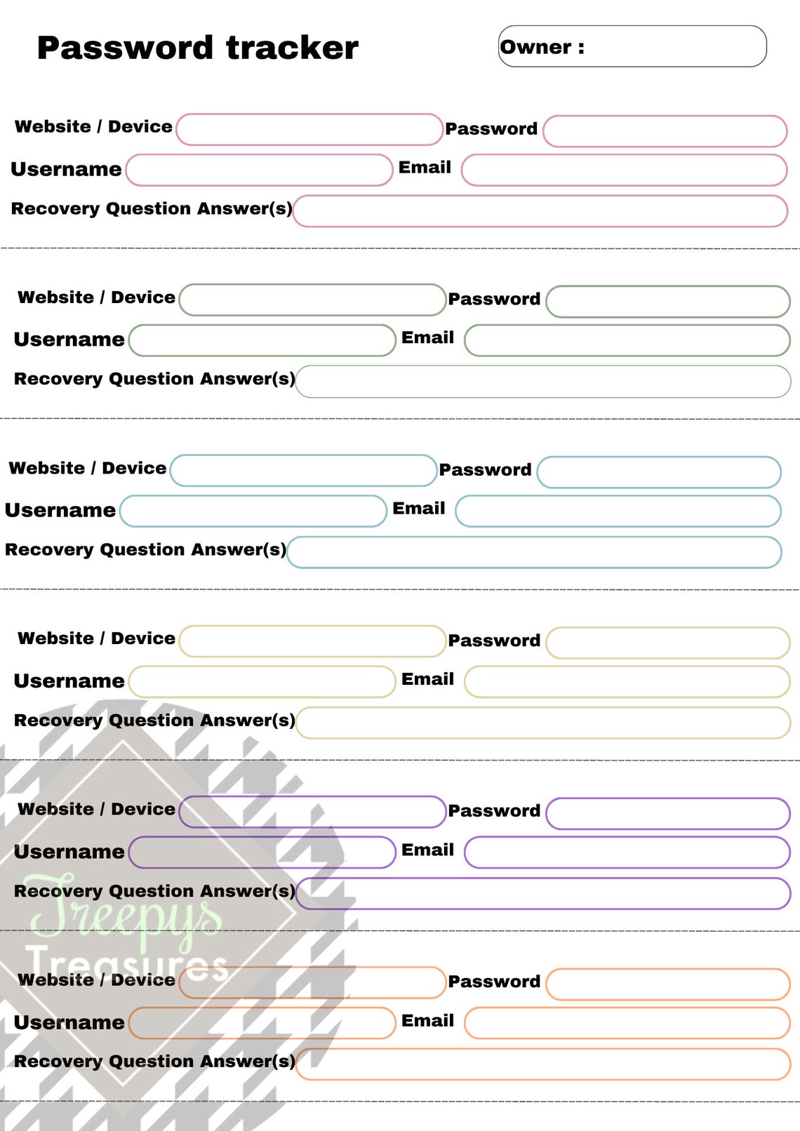 Password Tracker Printable & Downloadable, Password Keeper, Password ...