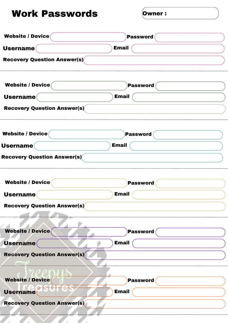 Password Tracker Printable & Downloadable, Password Keeper, Password ...