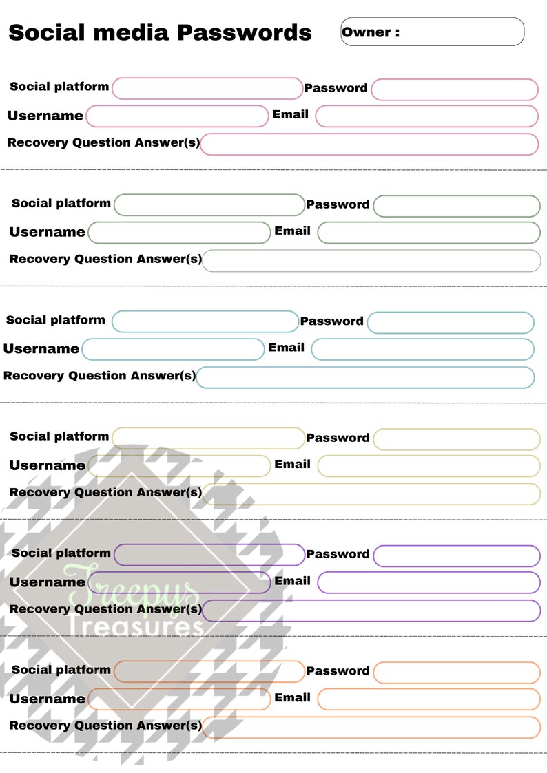 Password Tracker Printable & Downloadable, Password Keeper, Password ...