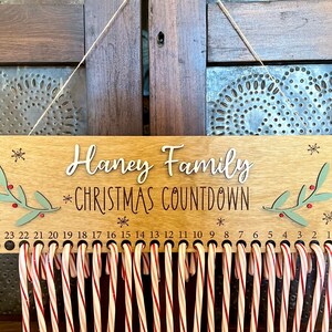 Candy Cane Christmas Countdown, Advent Calendar, Family Sign ...
