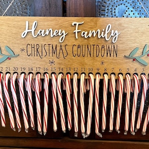 Candy Cane Christmas Countdown, Advent Calendar, Family Sign ...