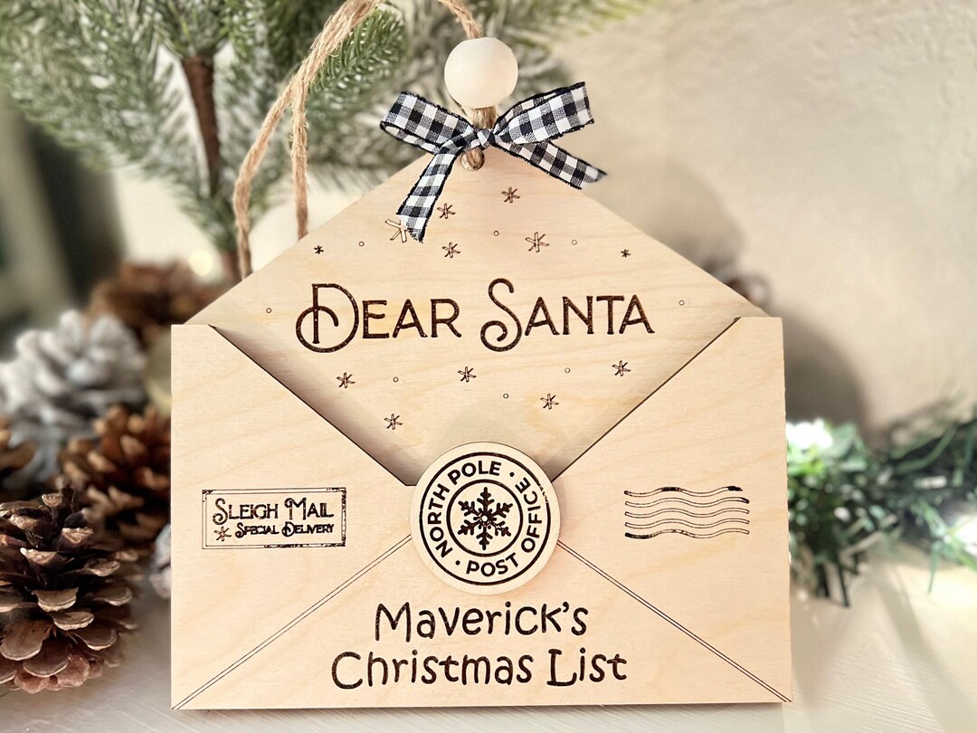 Wooden Envelope, Letter to Santa Ornament, North Pole, Personalized ...