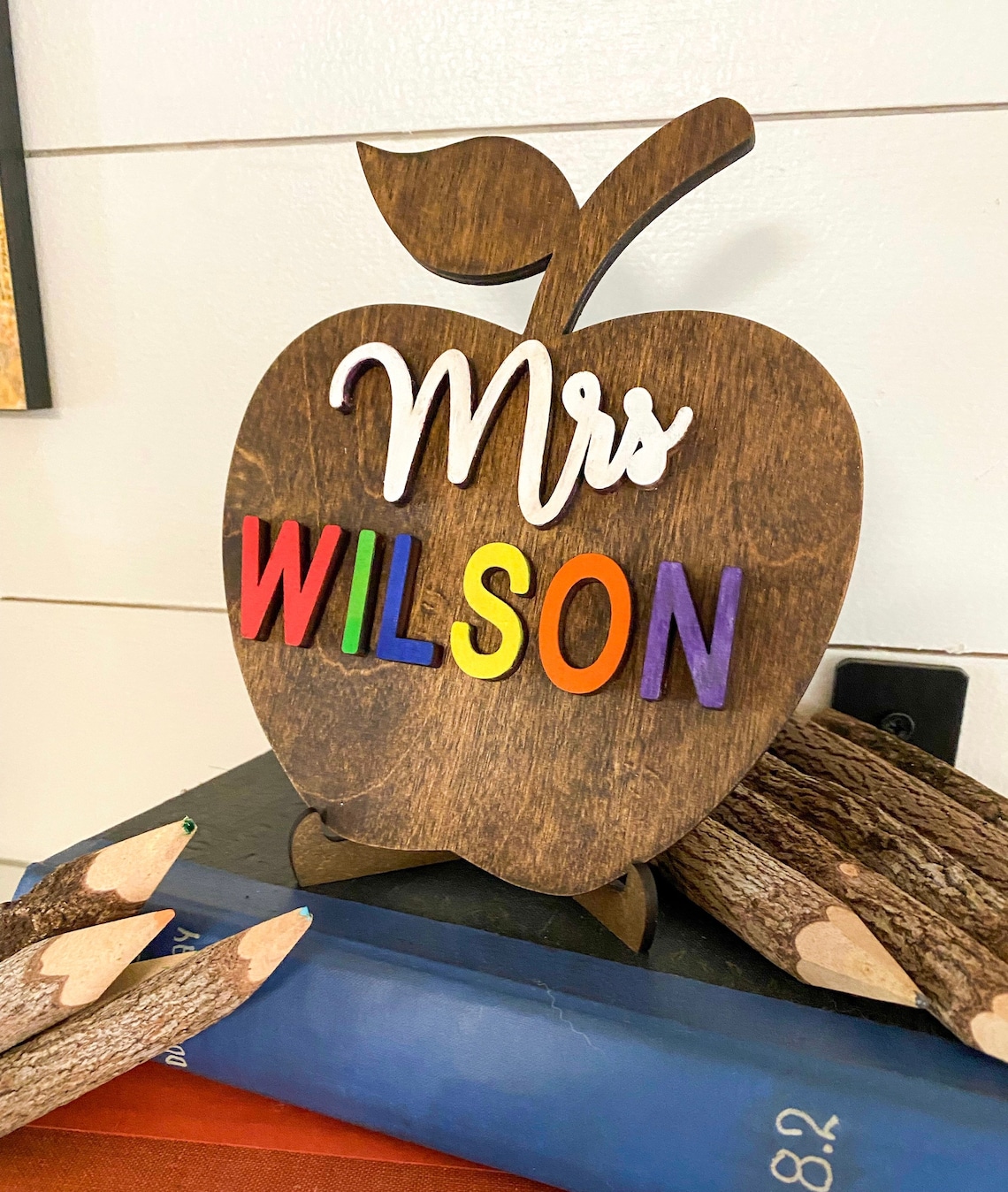 Personalized Teacher Name Sign Desktop Apple Name Sign - Etsy