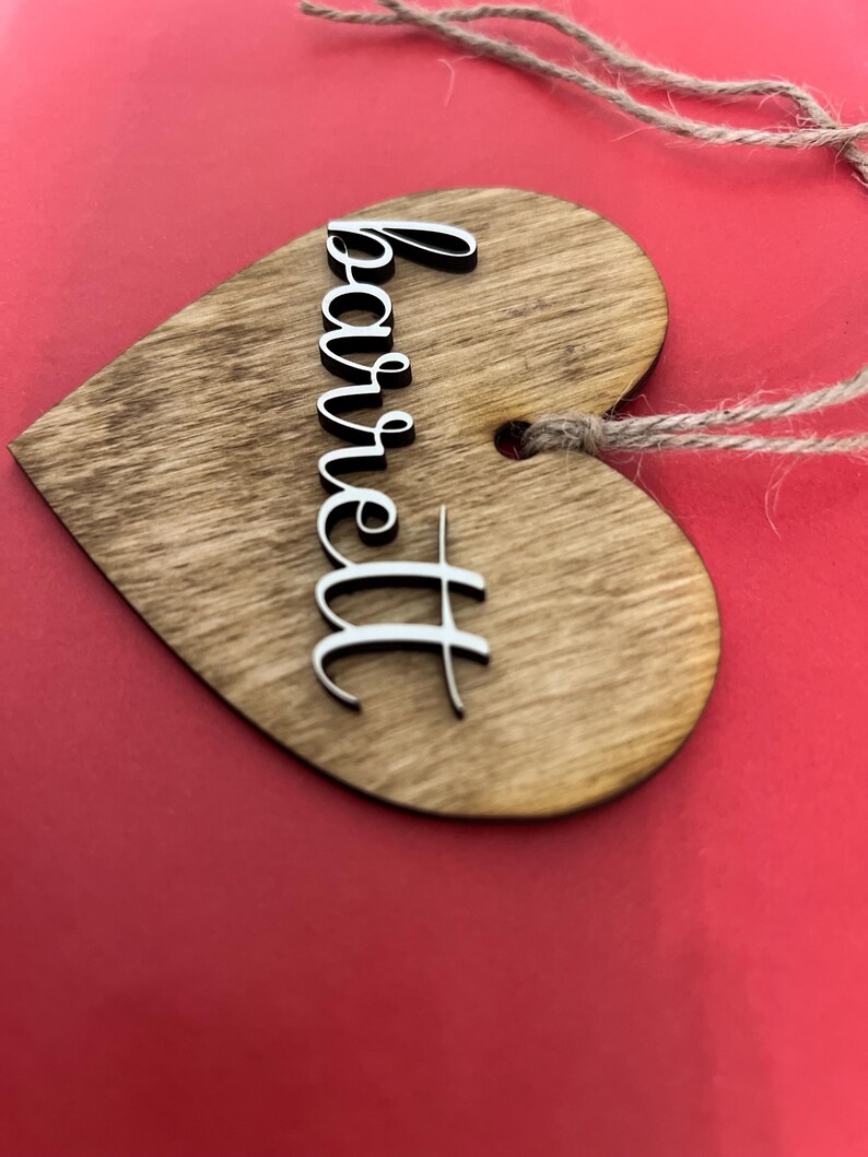 Valentines Day Basket Tags, Valentine's Day Name Tags, Wooden Heart ...