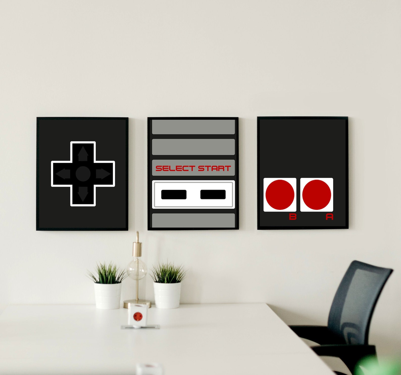 Controller Poster Set | NES Inspired, Printable 3 Piece | Game Room ...