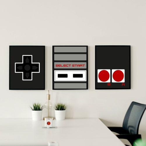Controller Poster Set NES Inspired Printable 3 Piece Game - Etsy