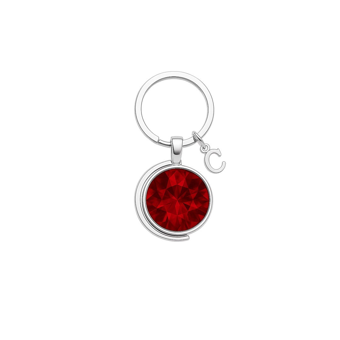 Personalised July Birthstone Keyring – Ruby Red Keychain – Custom ...