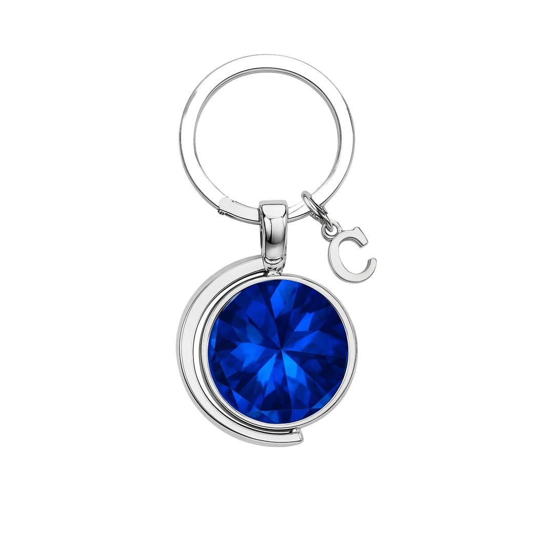 Personalised September Birthstone Keyring – Sapphire Blue Gift for Her ...