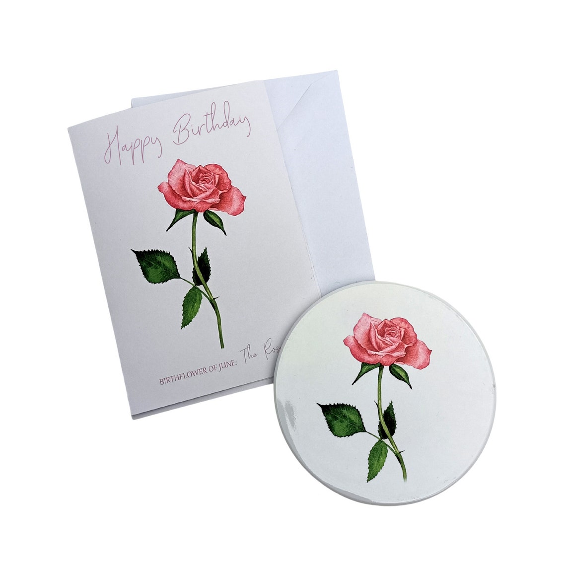 June Birthday Gift for Her Rose Flower Coaster Birth Flower - Etsy