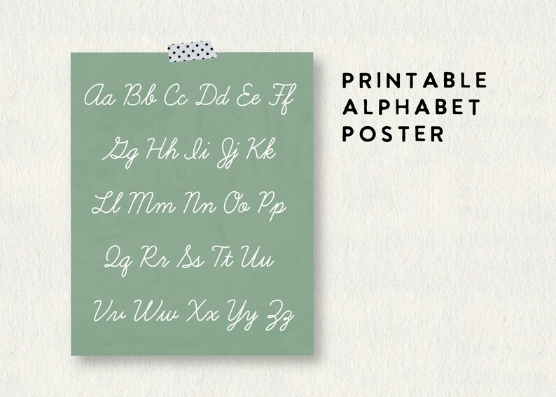 Cursive Alphabet Chalkboard Poster Instant Download Etsy