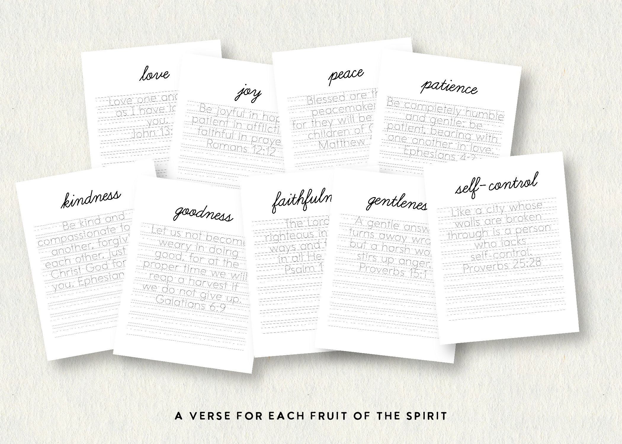 Fruit of the Spirit Writing Practice Sheets | Instant Download ...