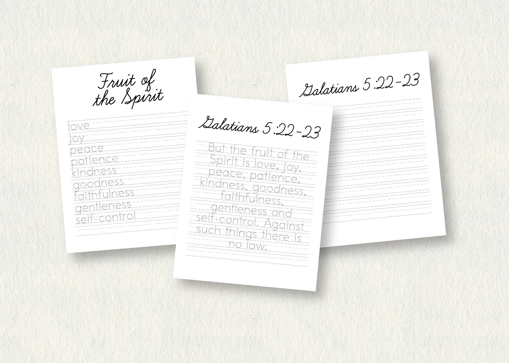 Fruit of the Spirit Writing Practice Sheets | Instant Download ...