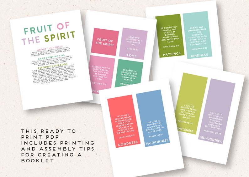 Download + Print | Fruit of the Spirit Memory Verse Booklet - Etsy