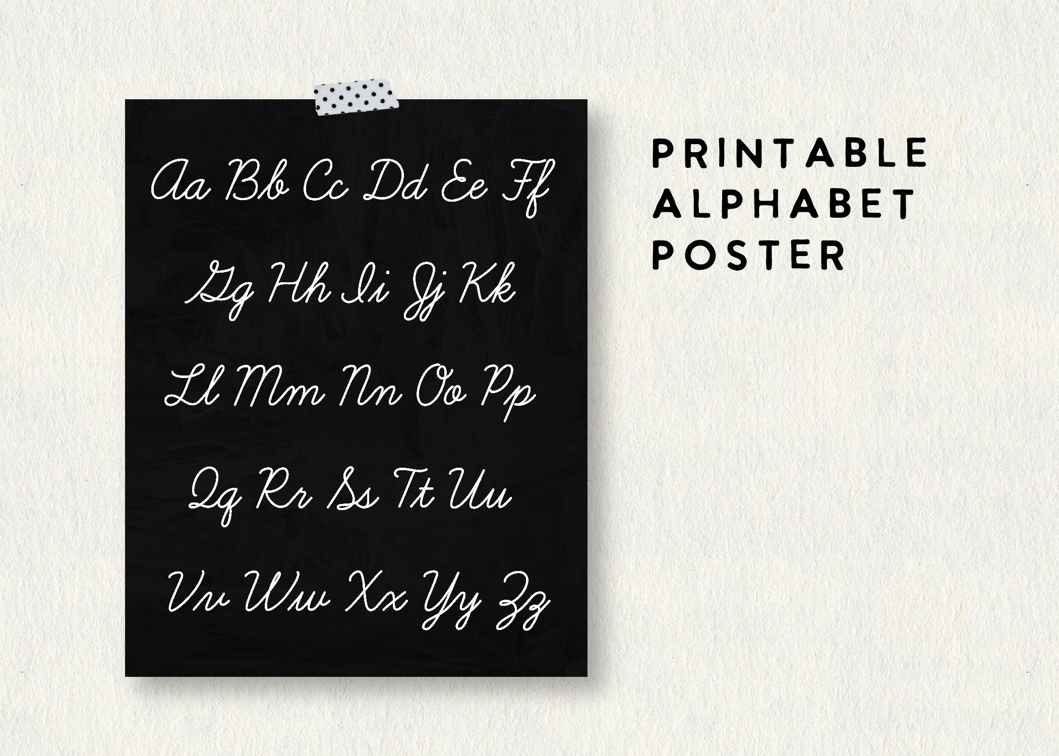 Cursive Alphabet Chalkboard Poster | Instant Download Printable ...