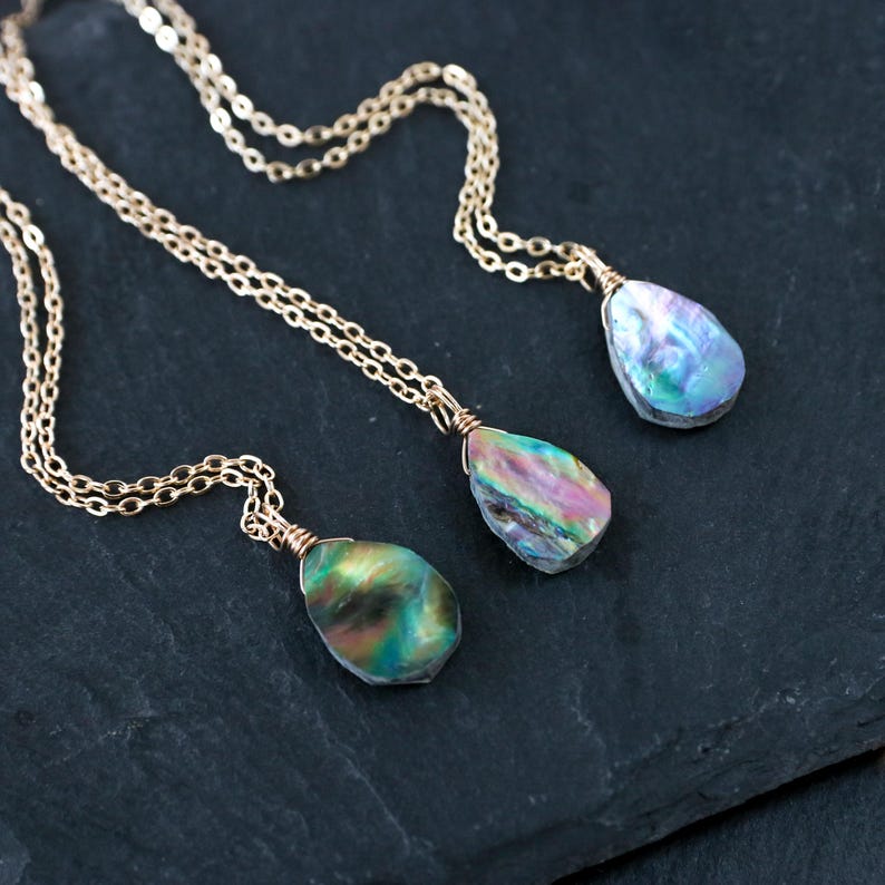 Raw Abalone Shell Necklace – Handmade Shell Pendant in Gold or Silver ...