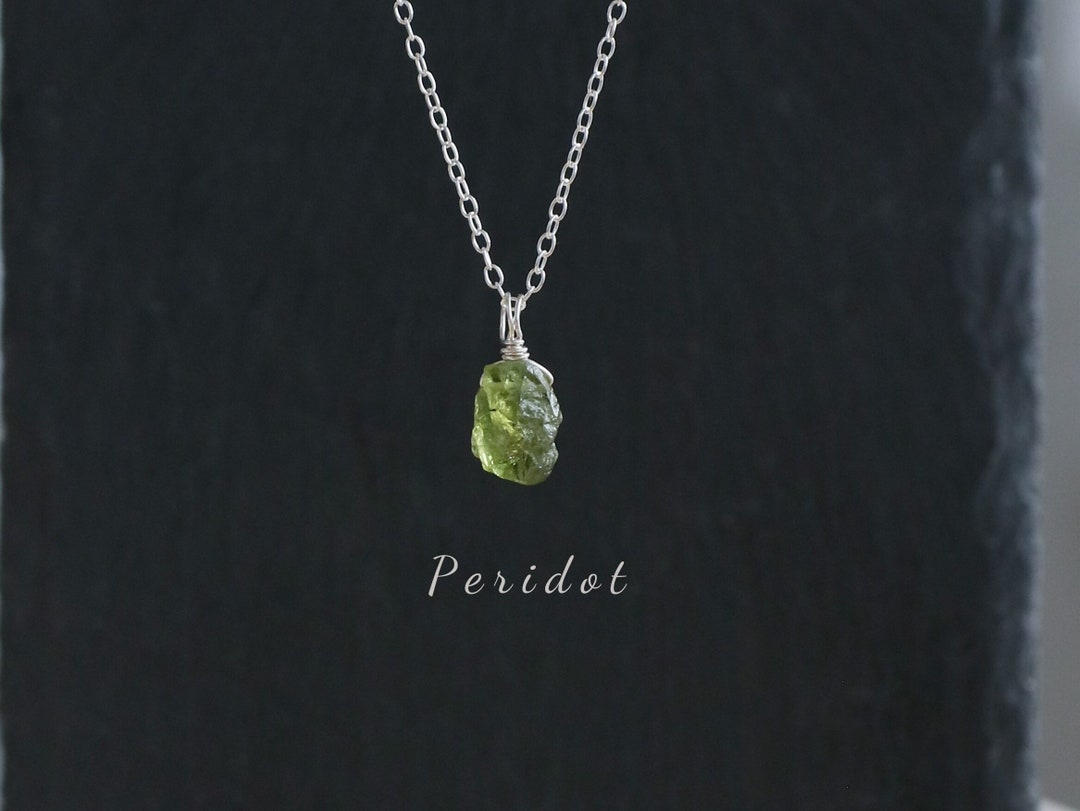 Raw Peridot Necklace, Peridot Pendant Silver, Birthstone Necklace ...