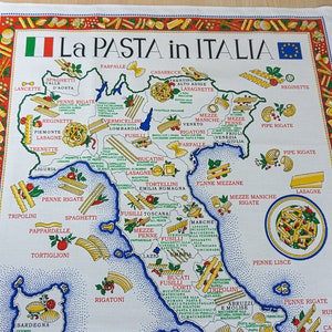 Vibrant Fabric Map of the Pasta of Italy Product of Italy | Etsy