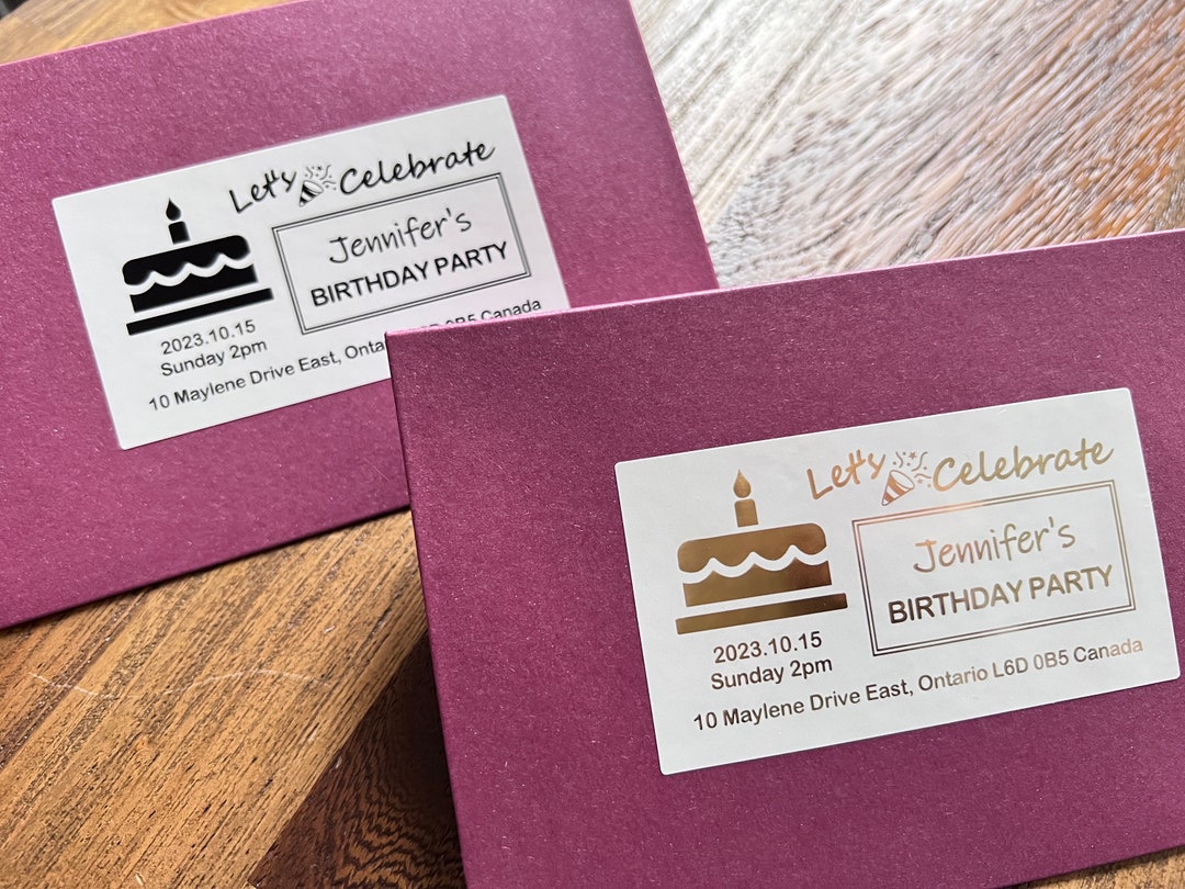 Custom Birthday Invitation Sticker(90x50mm)/ Waterproof Colorful ...