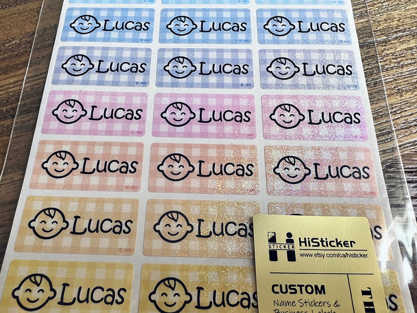 Custom Waterproof Glitter Name Sticker/grid Glitter Stickers ...